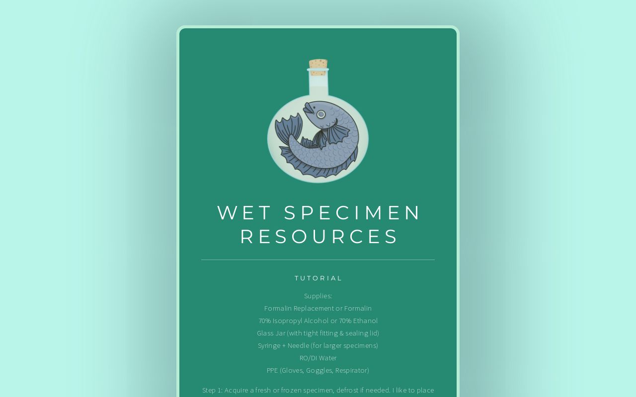 Wet Specimen Resources